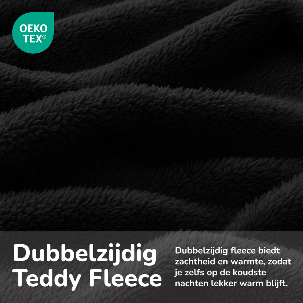 Decoware® teddy dekbedovertrek dubbelzijdig - zwart | De enige echte!